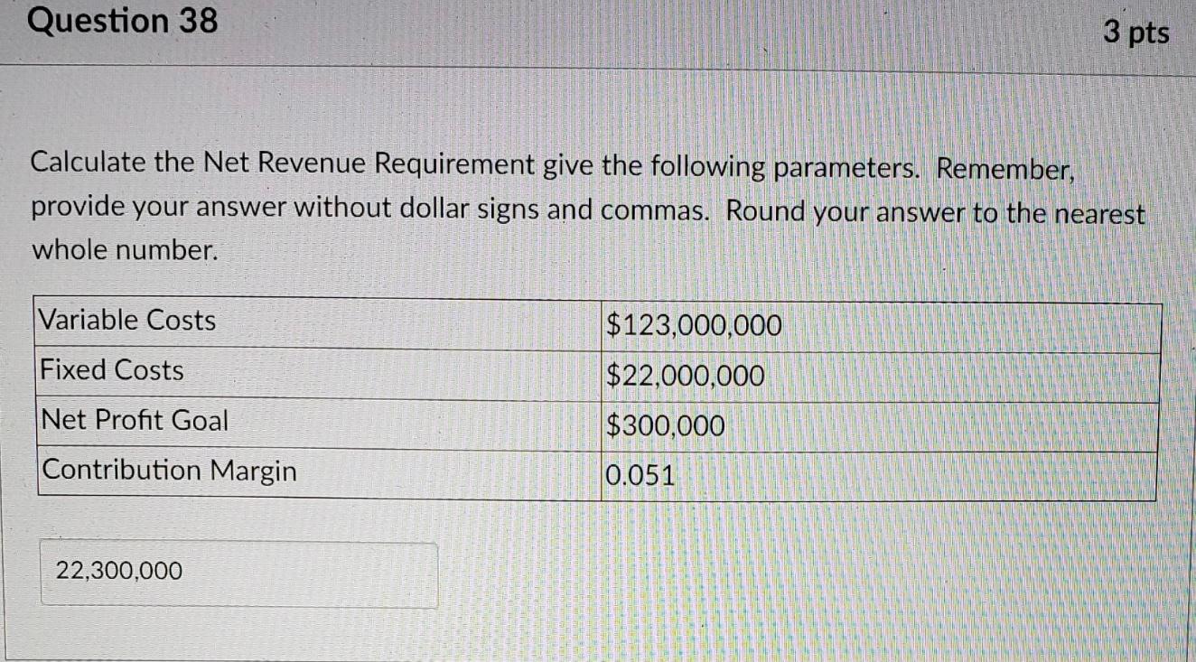 Solved Question 38 3 pts Calculate the Net Revenue | Chegg.com
