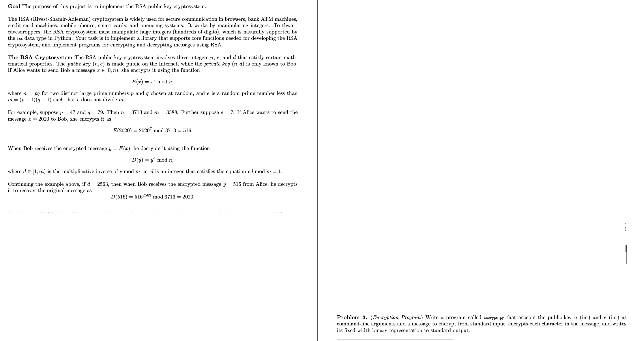 Solved Goal The purpose of this project is to implement the | Chegg.com