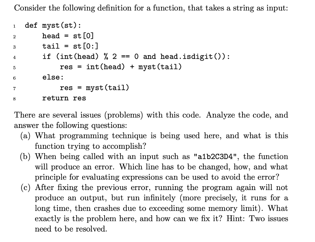 Solved Consider the following definition for a function, | Chegg.com