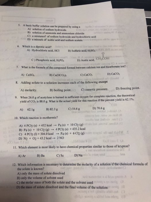 Solved 5 A Basic Buffer Solution Can Be Prepared By Using A 8912