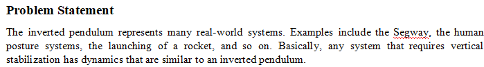 Problem Statement The inverted pendulum represents | Chegg.com