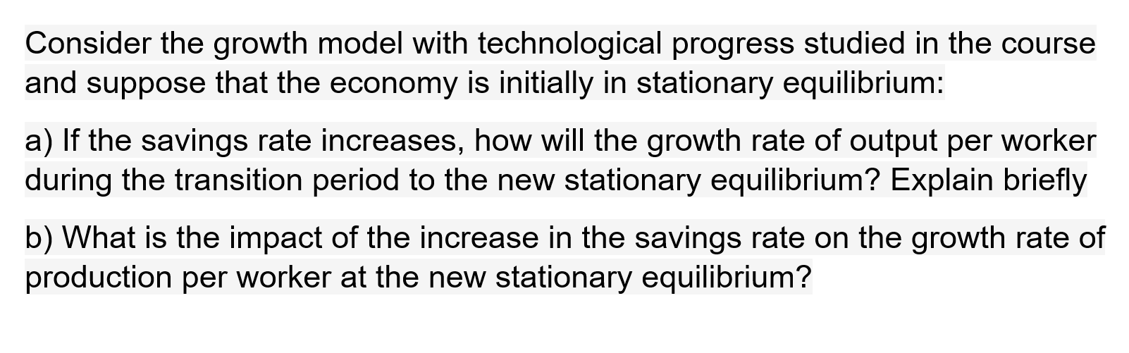 Solved Consider the growth model with technological progress | Chegg.com