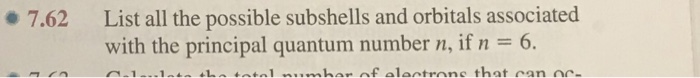 Solved List all the possible subshells and orbitals | Chegg.com