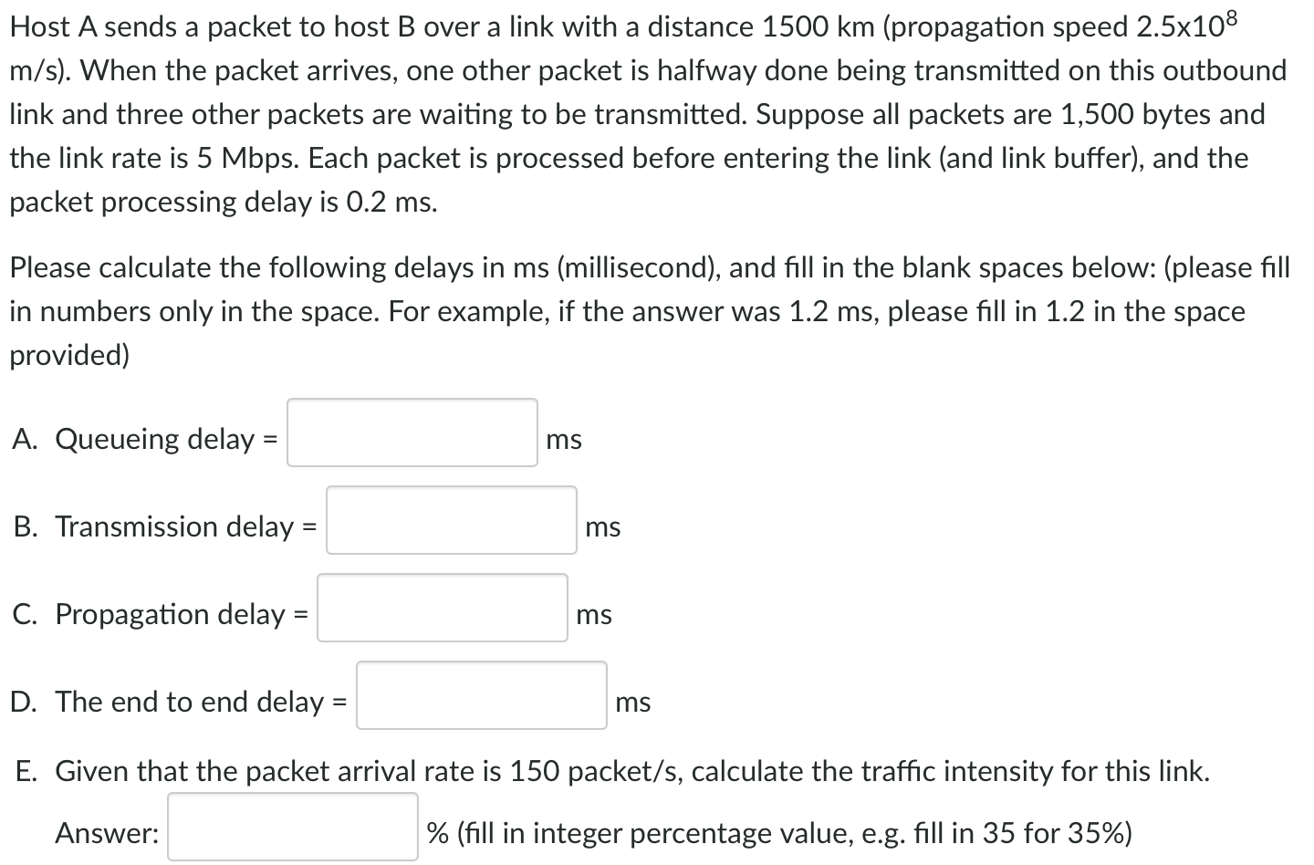 Solved Host A sends a packet to host B over a link with a | Chegg.com