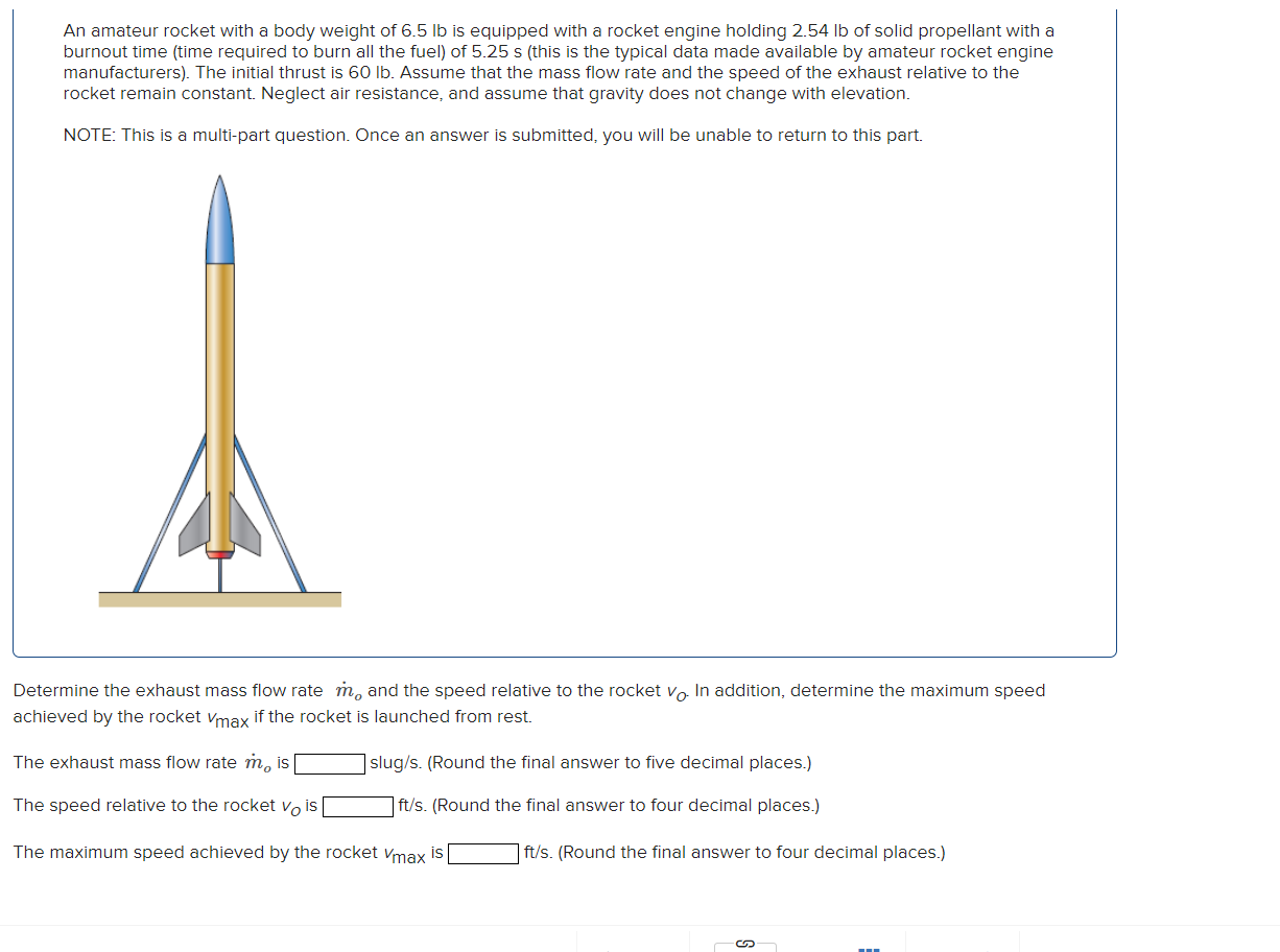 Solved An amateur rocket with a body weight of 6.5lb is | Chegg.com