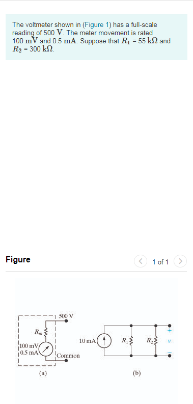 Solved The voltmeter shown in (Figure 1) has a full-scale | Chegg.com
