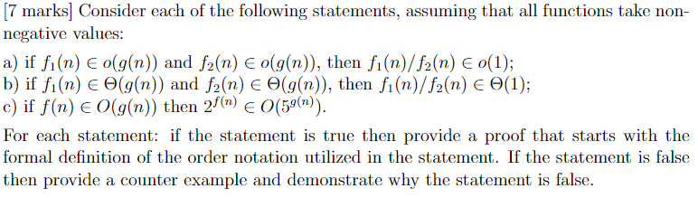 Solved [7 marks] Consider each of the following statements, | Chegg.com