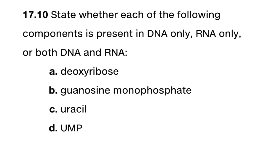 Solved 17.10 State whether each of the following components | Chegg.com
