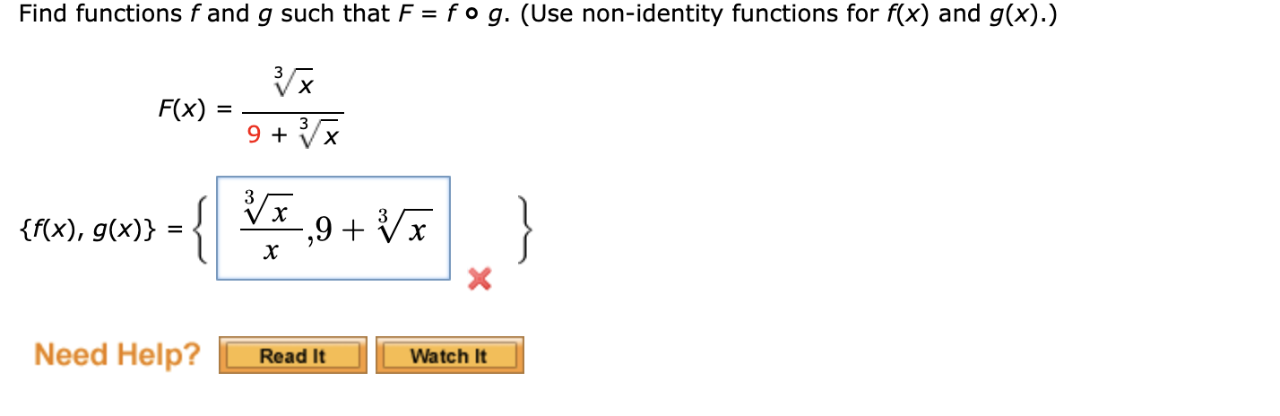 Solved Find functions f and g such that F=f∘g. (Us | Chegg.com