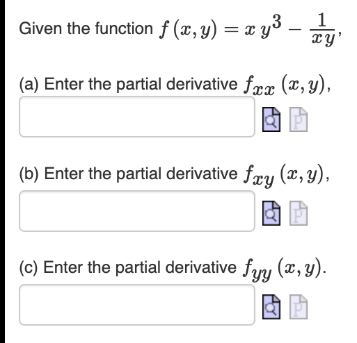 Solved Given the function f(x,y)=xy3−xy1, (a) Enter the | Chegg.com