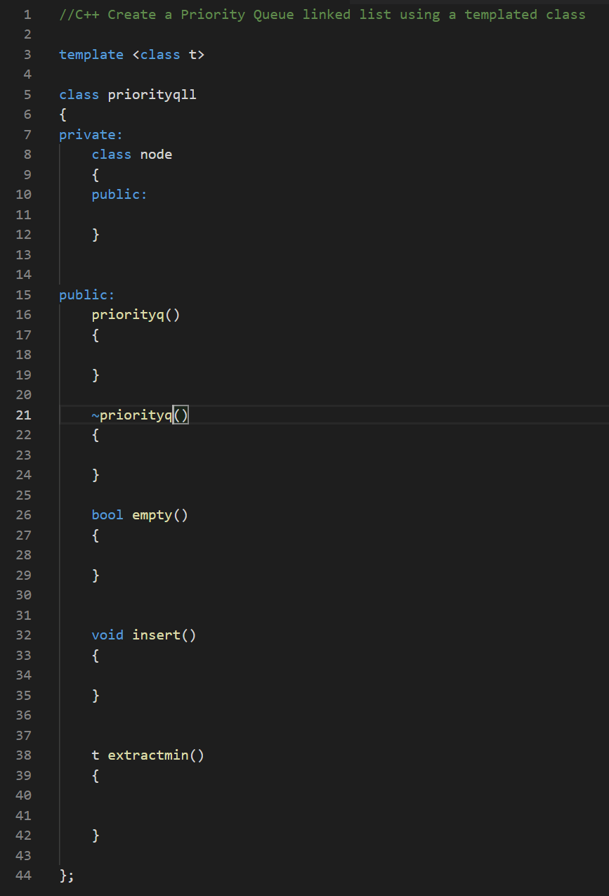 Solved //C++ Create a Priority Queue linked list using a | Chegg.com
