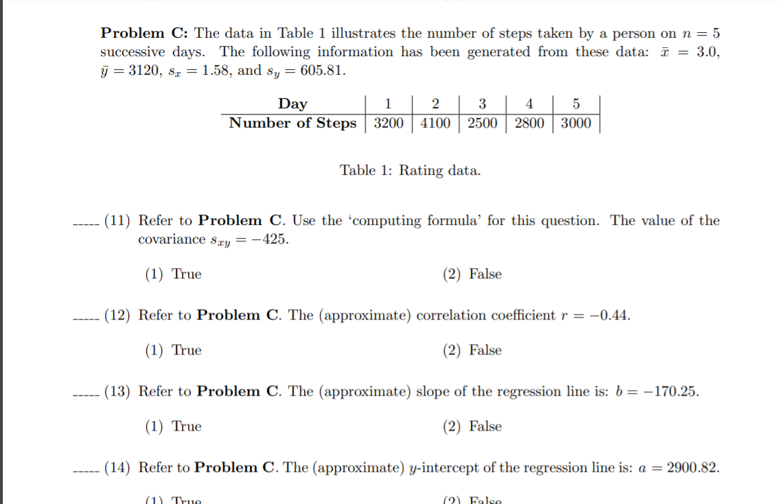 Solved Problem C: The data in Table 1 illustrates the number | Chegg.com