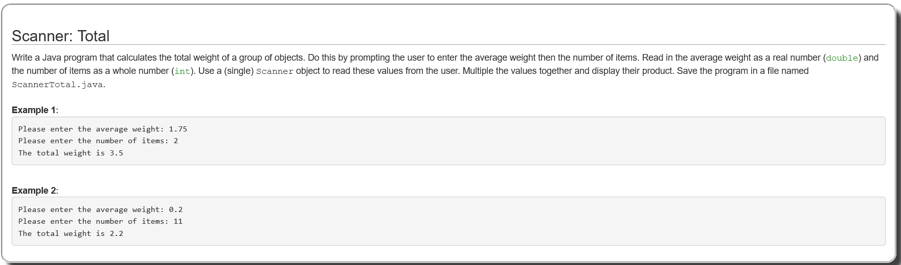 Solved Scanner: Total Write a Java program that calculates | Chegg.com