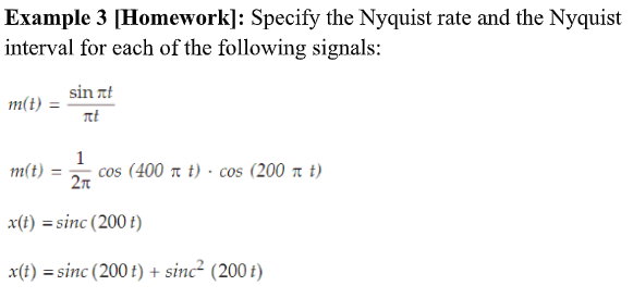 Solved Example 3 [Homework]: Specify the Nyquist rate and | Chegg.com