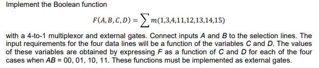 Solved Implement the Boolean function | Chegg.com