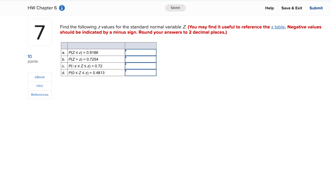Solved HW Chapter 6 i Help Save & Exit Submit 10 points | Chegg.com