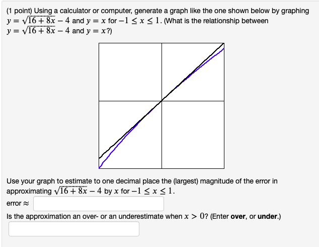 Solved (1 point) Using a calculator or computer, generate a | Chegg.com