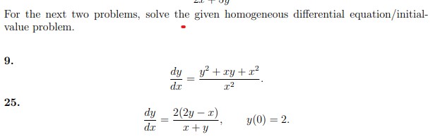 Solved For the next two problems, solve the given | Chegg.com