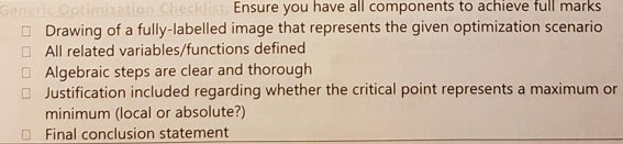 Solved Generic Optimization Checklist: Ensure you have all | Chegg.com