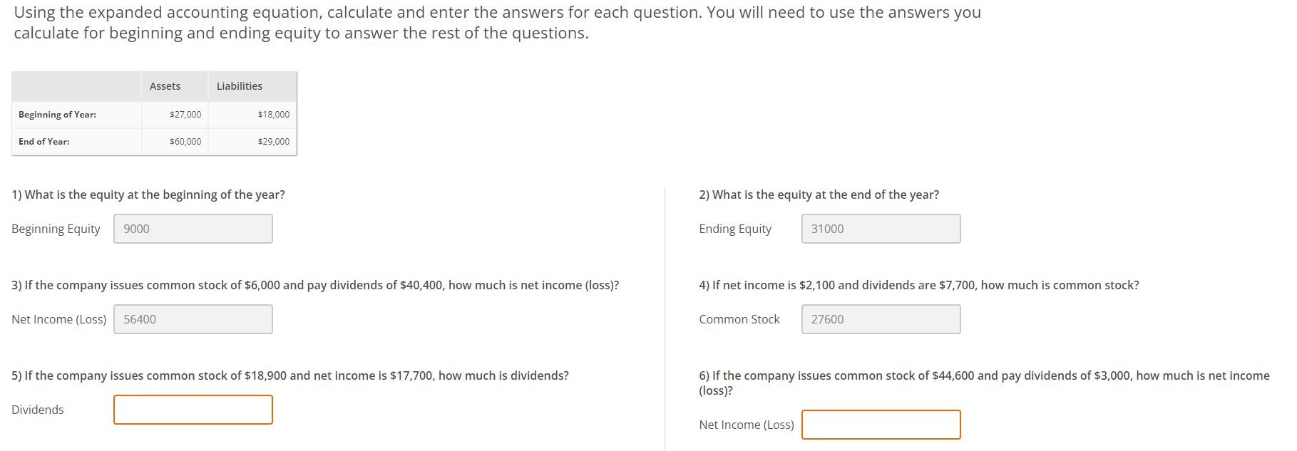 Solved Using the expanded accounting equation, calculate and | Chegg.com