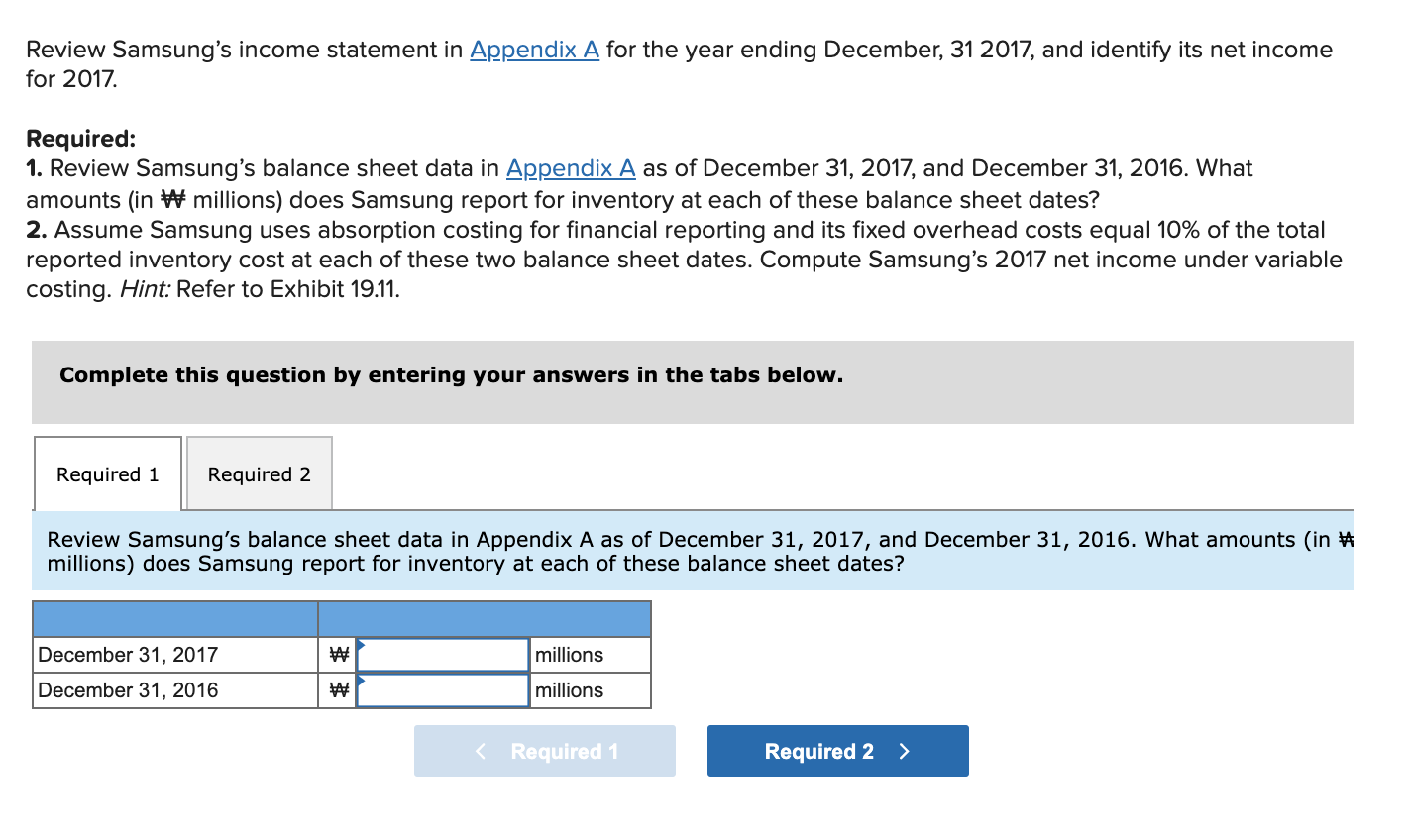 Review Samsung's income statement in Appendix A for | Chegg.com