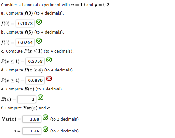Solved a Consider a binomial experiment with n = 10 and p = | Chegg.com