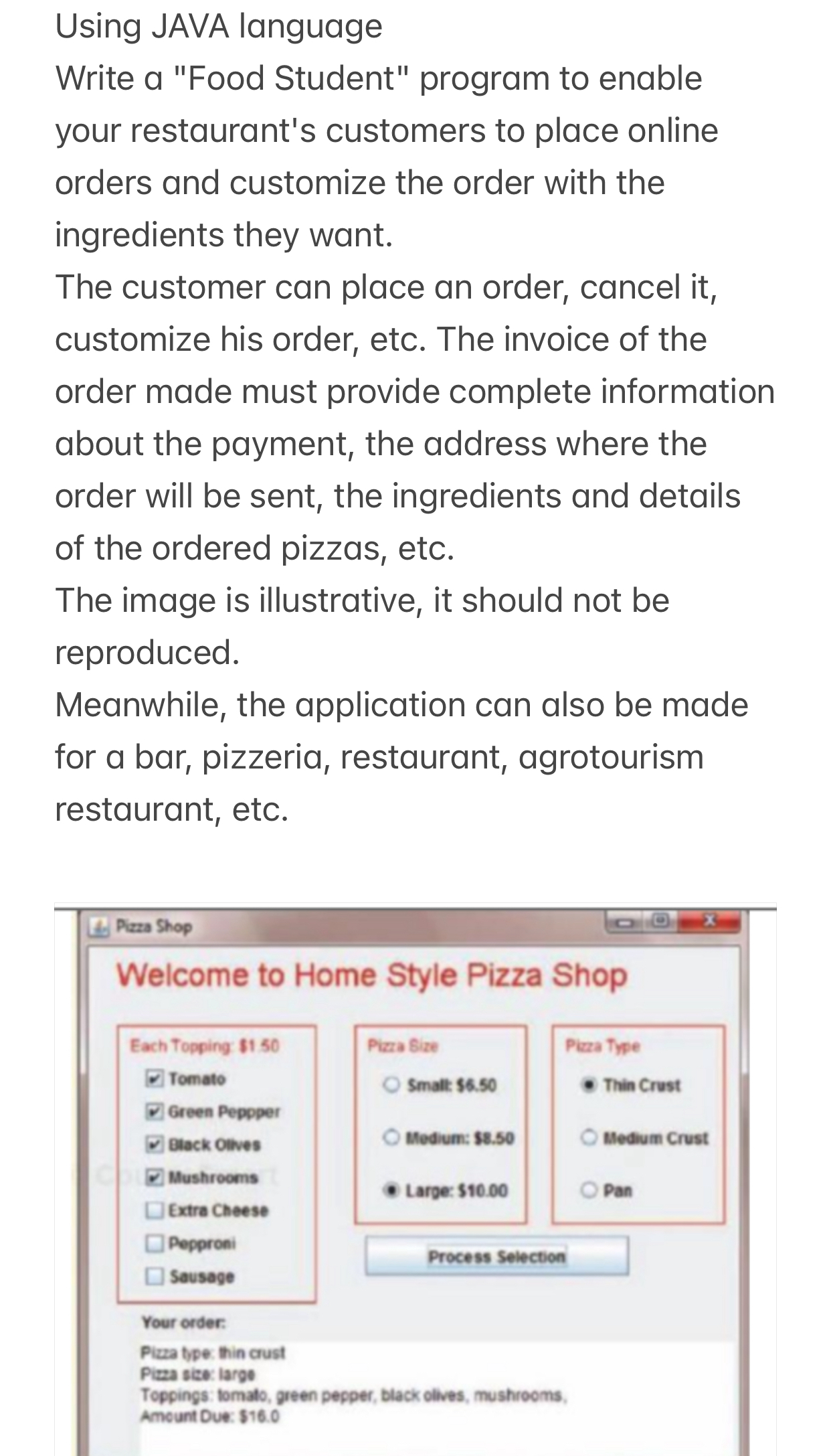Solved Write a "Food Student" program to enable your | Chegg.com