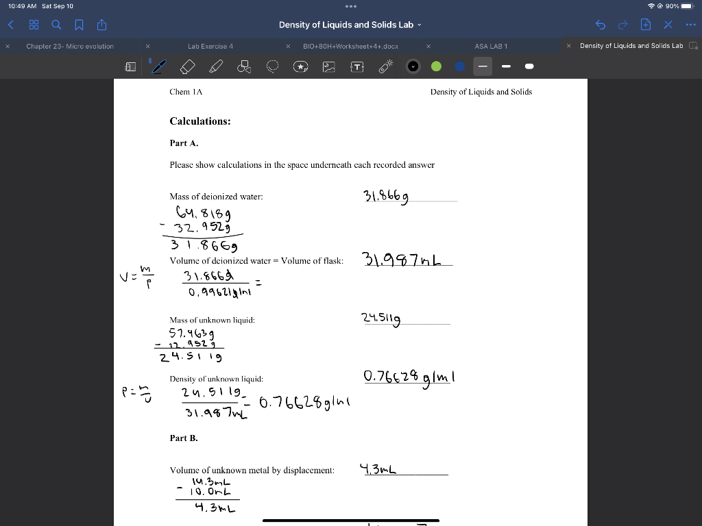 Solved Calculations: Part A. Plcase show calculations in the | Chegg.com