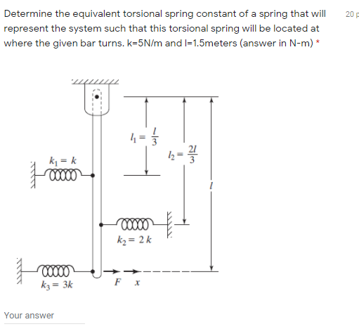 Solved 20 Determine the equivalent torsional spring constant | Chegg.com
