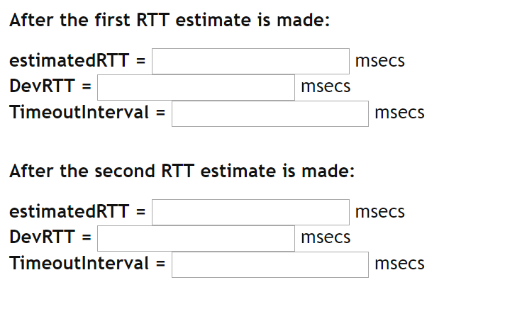 Solved Suppose that TCP's current estimated values for the | Chegg.com