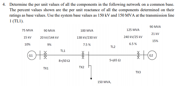 Solved Determine the per unit values of all the components | Chegg.com