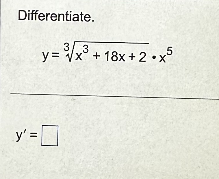 Solved Differentiate the function. y=(5x+3)5(3x+4)3 | Chegg.com