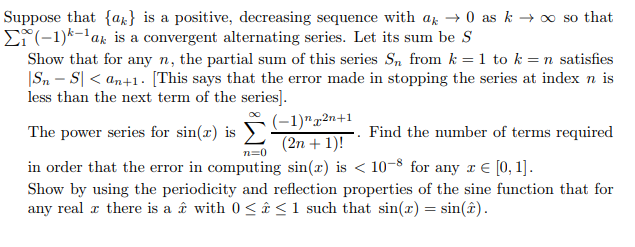 Solved Suppose that ak is a positive, decreasing sequence | Chegg.com