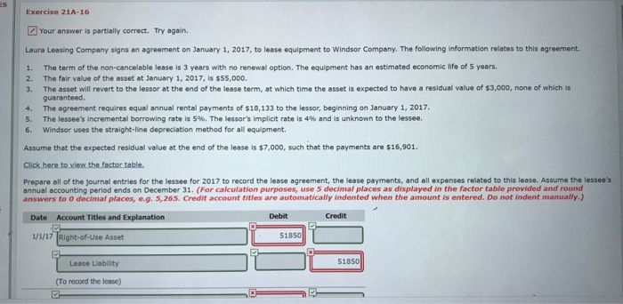 Solved Exercise 21A-16 Your answer is partially correct. Try | Chegg.com