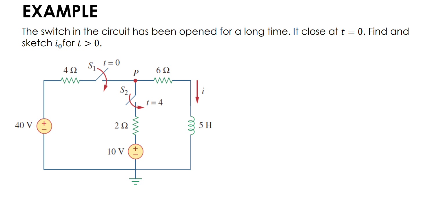 Solved EXAMPLEThe switch in the circuit has been opened for | Chegg.com