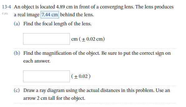 Solved An object is located 4.89 cm in front of a converging | Chegg.com
