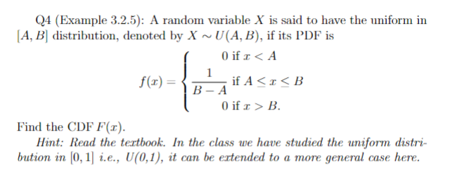Solved Q4 (Example 3.2.5): A random variable X is said to | Chegg.com