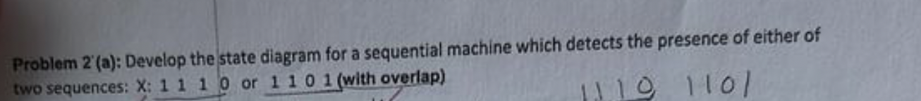 Solved Problem 2' (a): Develop the state diagram for a | Chegg.com