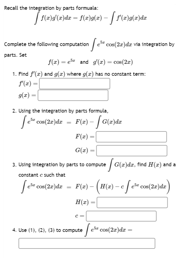 Solved Recall the integration by parts | Chegg.com