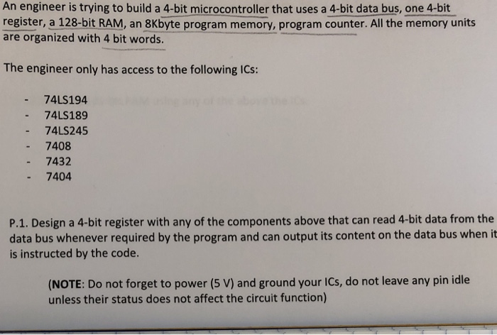 Design a 4-bit register with any of the components | Chegg.com