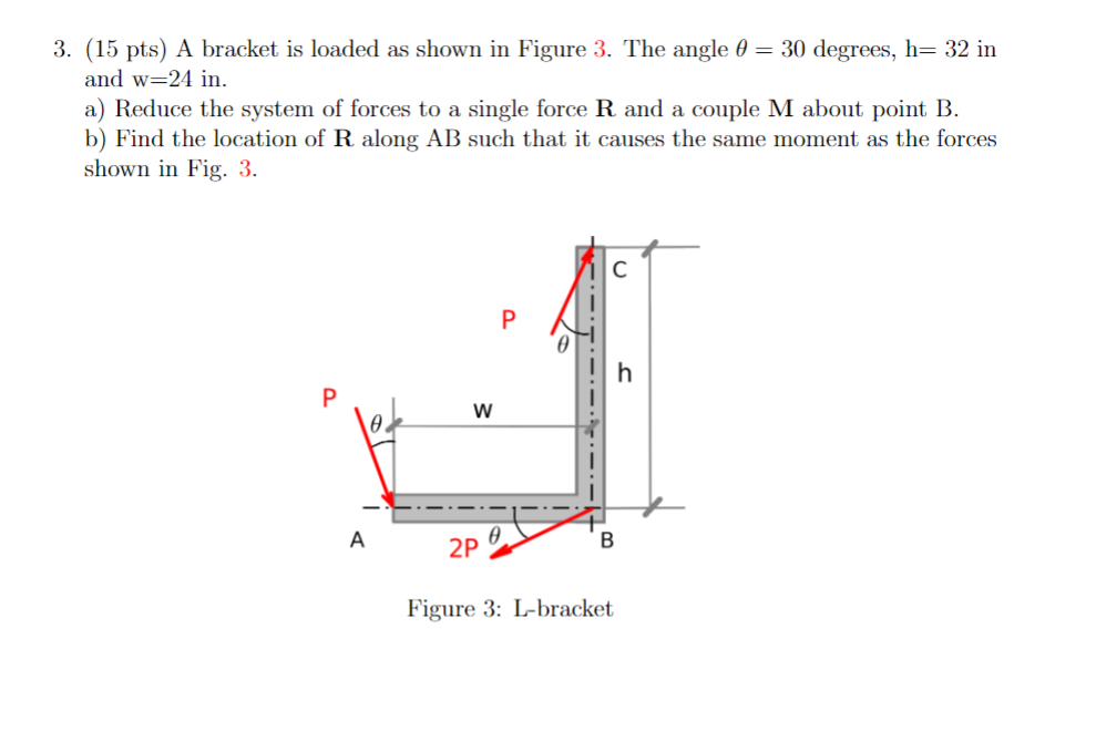 Solved 3. (15 pts) A bracket is loaded as shown in Figure 3. | Chegg.com