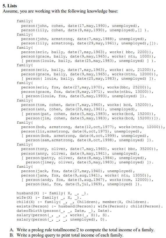 The Prolog Questions Are At The Bottom Of