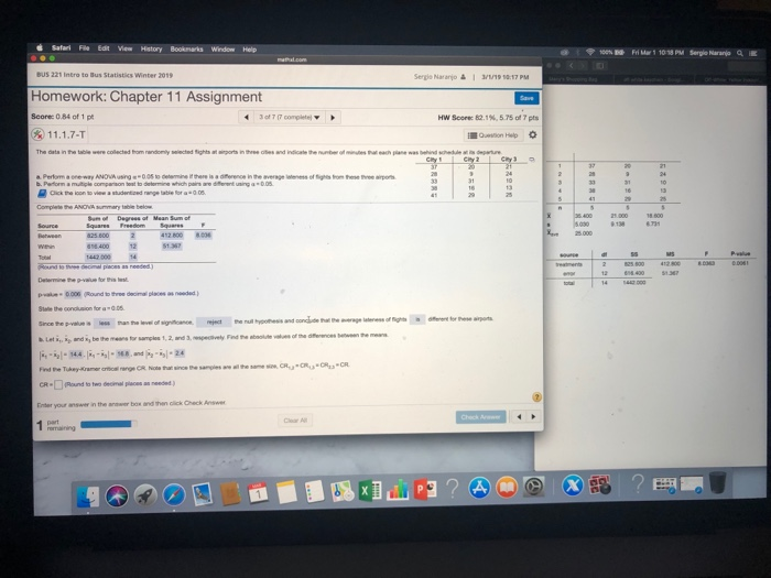 Solved to Bus Statistics Winter 20 Homework: Chapter 11 | Chegg.com