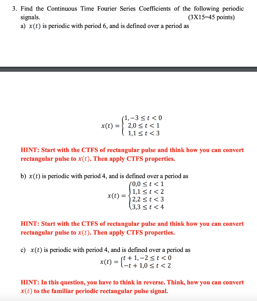 3. Find the Continuous Time Fourier Series | Chegg.com