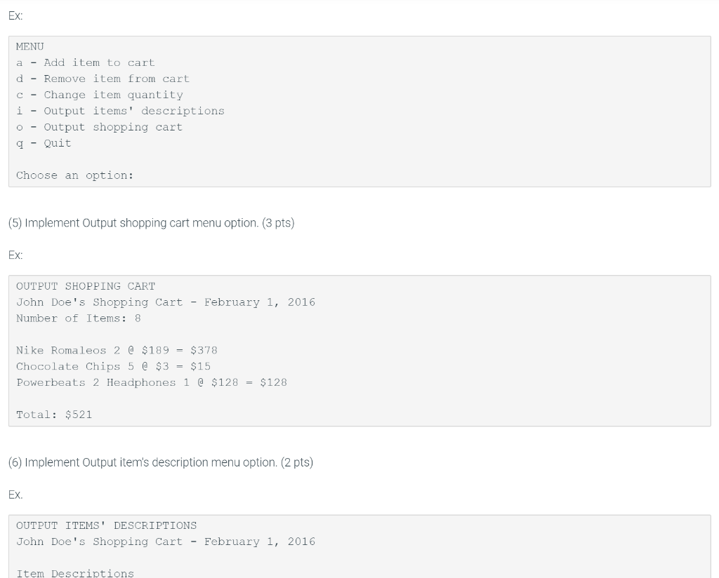 Solved 8.25 LAB*: Program: Online shopping cart (Part 2) | Chegg.com