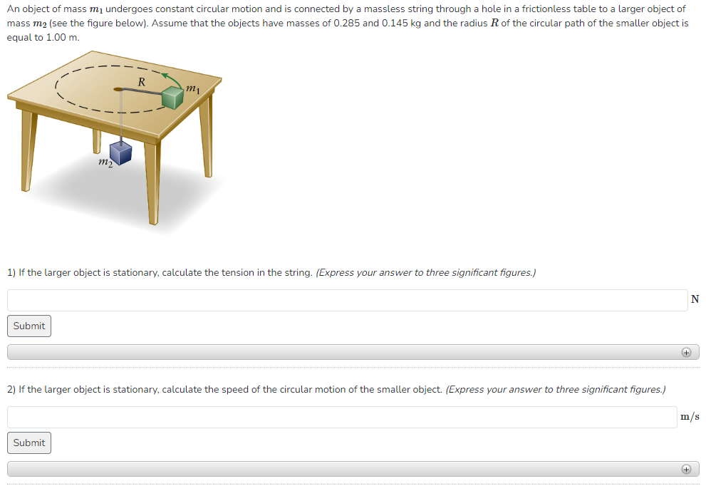 Solved An object of mass m1 undergoes constant circular | Chegg.com
