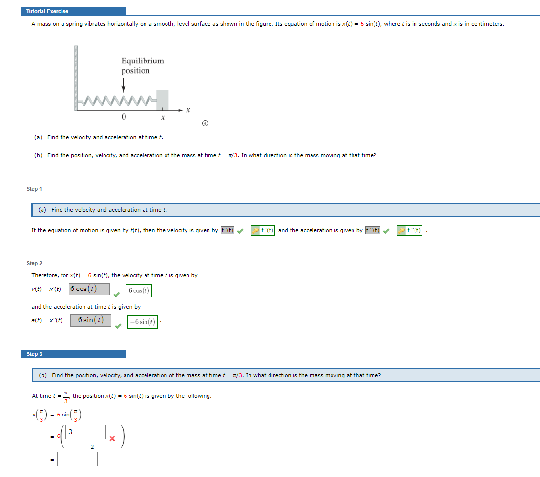 Solved A mass on a spring vibrates horizontally on a smooth, | Chegg.com