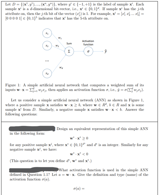 Solved Let D={(x1,y1),…,(xn,yn)}, where yi∈{−1,+1} is the | Chegg.com