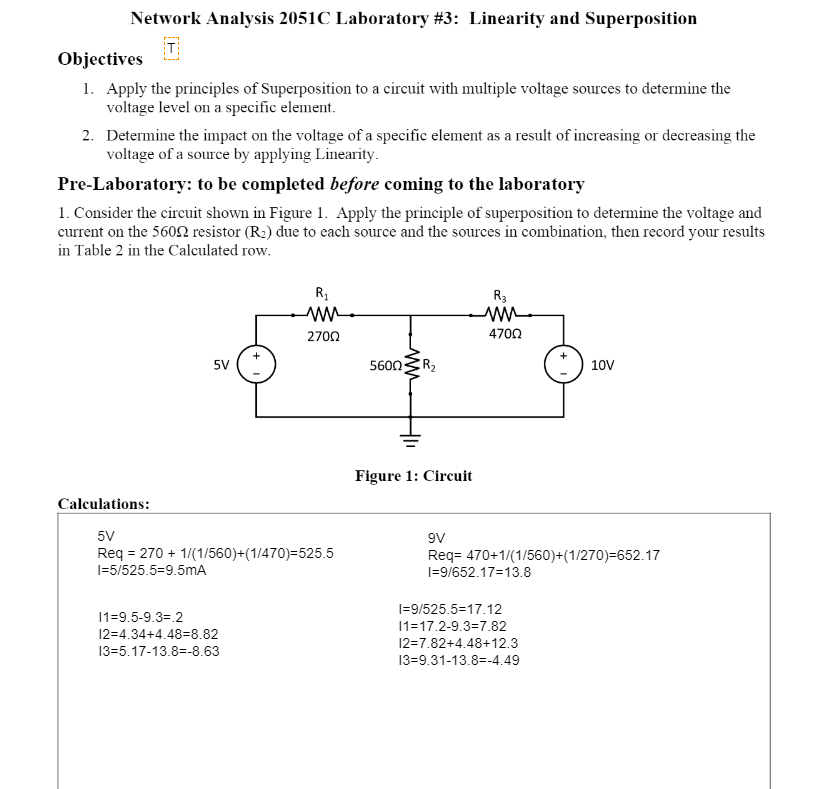 Solved Network Analysis 2051C Laboratory #3: Linearity and | Chegg.com