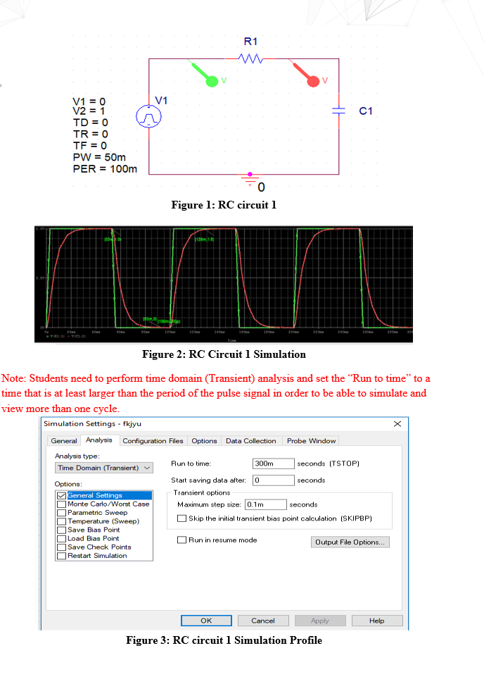 Solved Part 1: Simulate RC circuit 1 for Cl=2.2 uF and Ri= | Chegg.com